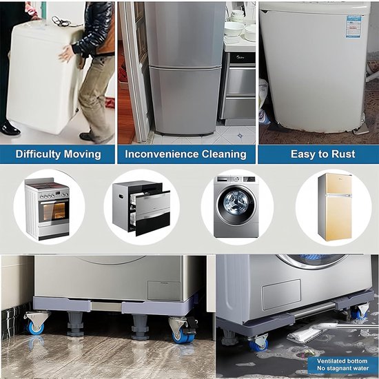Washing Machine Foot Adjustable 41cm-64cm Stand With Casters And ...