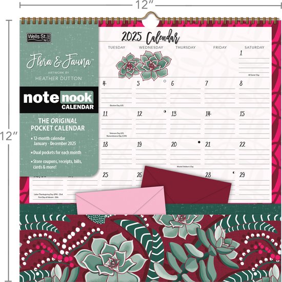 Flora en Fauna Pocket Note Nook Kalender 2025 | bol