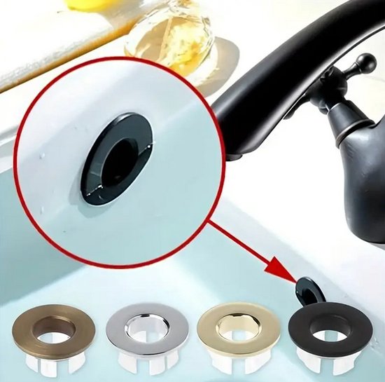 Wastafel Overloop Ring Mat Zwart - Stijlvolle Badkamer Accessoires | FluwelFlux® ( E12 ) | bol