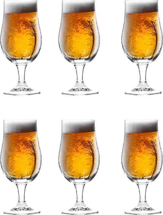 Excellent Houseware Bierglazen op voet - 12x stuks - glas - 370 ml - speciaal bier -... | bol