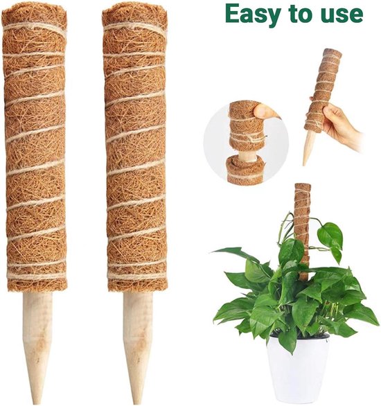 Plant Tutor 4 Stuks Coco Sticks 40cm - Klimmen Coco Fibre Stake voor ...