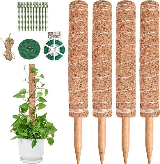 Plant Tutor 4 Stuks Coco Sticks 40cm - Klimmen Coco Fibre Stake voor ...