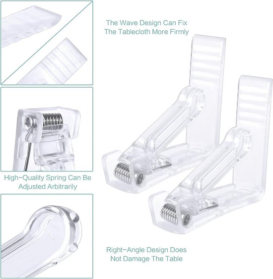 20 Pieces Tablecloth Holders - Transparent Table Clamp Plastic - Indoor ...