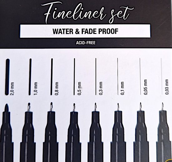 Fineliners set - 8 stuks - finelinerset - Zwarte Fineliners- Drawingset ...