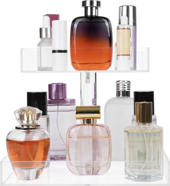 2 Laags Parfum Organizer Display - Doorzichtig Acryl Opslag voor Make ...