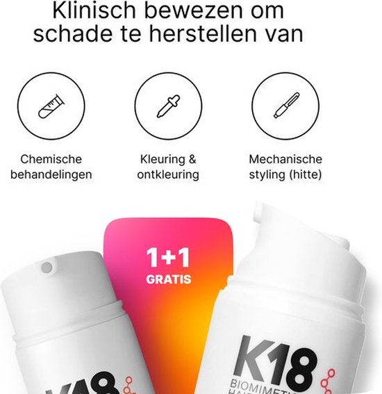 K18 - (1+1 GRATIS!) - Hair Leave-in Molecular Repair Masker - 50ml | bol
