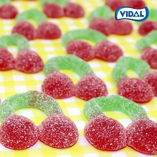 Vidal Grote Zure Kersen 5cm 15,5g - XXL snoep - 1 kg | bol