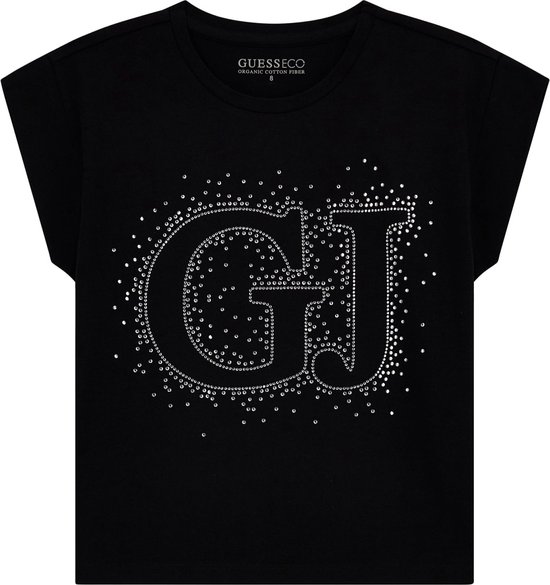 Guess Girls Logo Stras Shirt Zwart - Maat 176 | bol