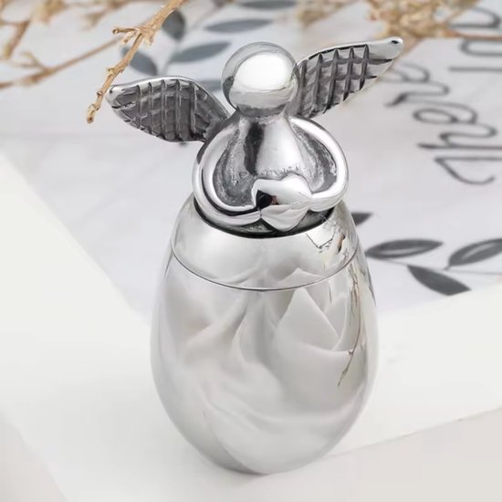 In je hart bewaren Mini urn - Engel urn voor as - Zilver - 5 cm | bol