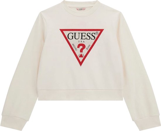 Guess Girls Logo Stras Sweater Off-White - Maat 128 | bol