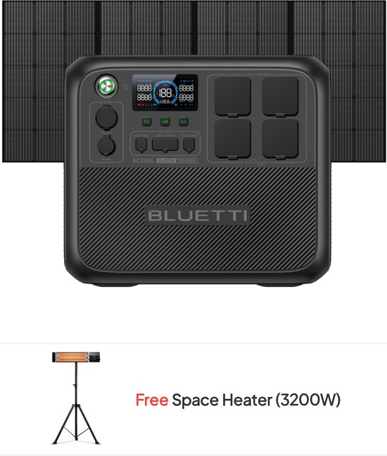 BLUETTI AC200L Draagbare Elektrische Generator met 350W Zonnepaneel ...