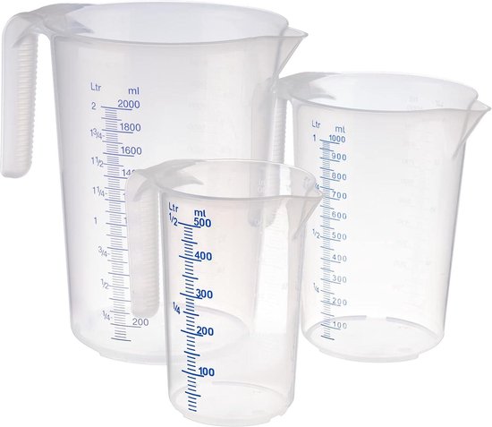 Maatbeker 1 liter - Kunststof beker met reliëf maatverdeling - Gesloten ...