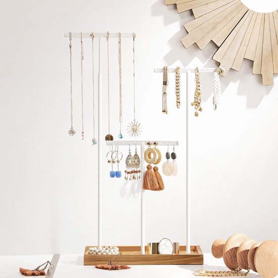 Sieraden Display Stand met 3 Metalen T-Bar Gaten en Dienblad - Hoogte ...