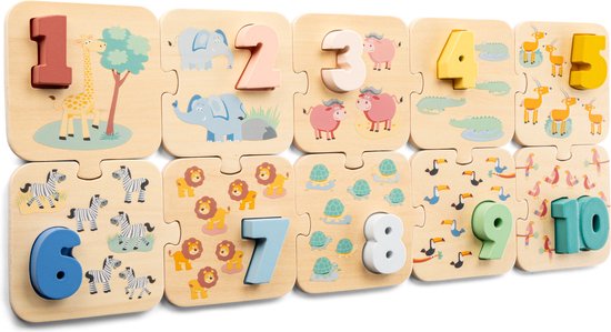 New Classic Toys® Houten Cijferpuzzel Safari - Leren Tellen - Getallen ...