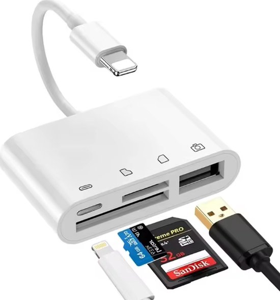 4 In 1 Lightning Usb Otg Converter, Sd/Tf Kaartlezer, Plug En Play ...