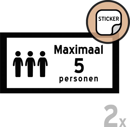 Pictogram/ sticker | "Maximaal 5 personen" | 20 x 10 cm | Winkel ...