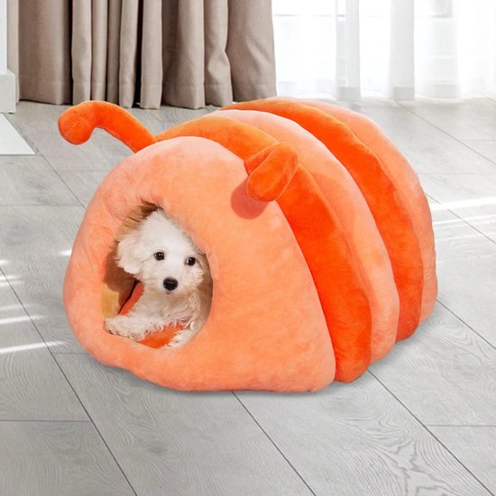 CozyPups Kattenmand Iglo - Rups Design - Medium - Wasbaar - Oranje | bol