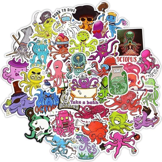 Octopus sticker mix - 50 verschillende stickers voor laptop, muur ...