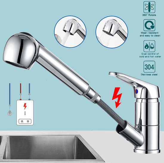 Auralum max Keukenkraan met Uittrekbare Uitloop - lagedruk keukenkraan -... | bol