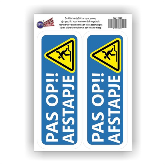 Jerma - Pas op het Afstapje – Waarschuwingsstickers – 2 st - 10 x 26.5 ...