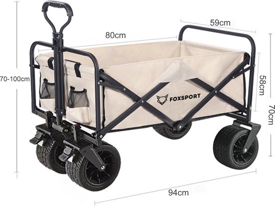 FOXSPORT Bolderkar - Opvouwbaar - 100KG Draagkracht - Bolderwagen met ...