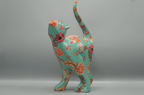 V-art - Beeld Kat - Trendy Bloemen Print – Pastel Groen - Woondecoratie ...