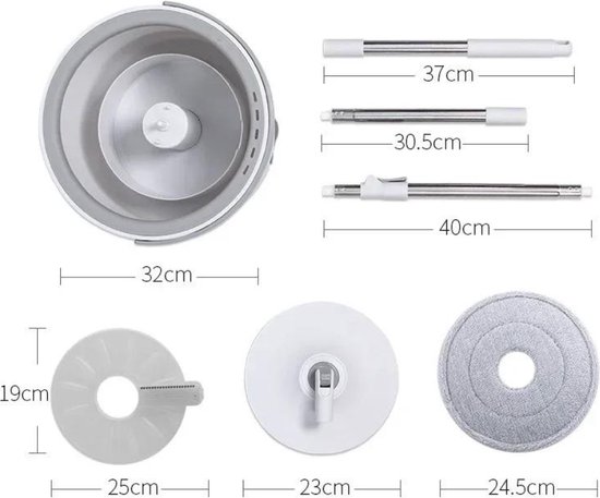 Dweil - 2-IN-1 - Dwijl En Emmer - Intrekbare Mop - Dweilsysteem ...