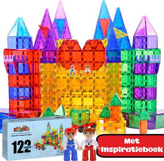 PlayMix Magnetisch Speelgoed - Magnetic Tiles - Bouwspeelgoed - 122 Stuks -... | bol