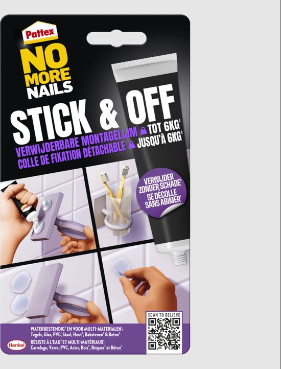 PATTEX verwijderbare montagelijm Stick & Off 44 g | bol