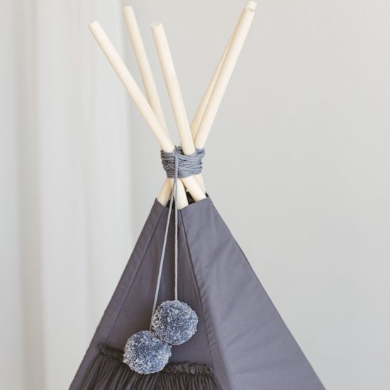 Tipi tent | speeltent met tule | Grijs | bol