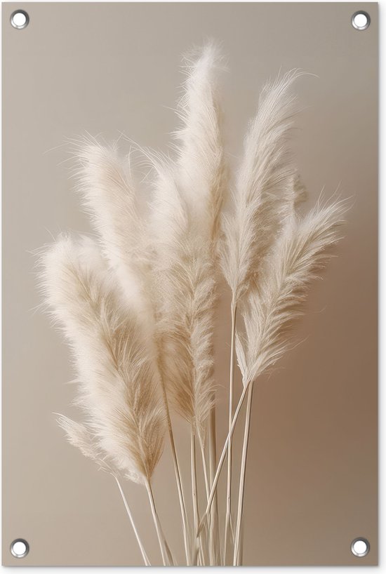 Tuinposter 40x60 cm - Tuindecoratie Pampasgras - Pluimen - Pastel - Wit ...