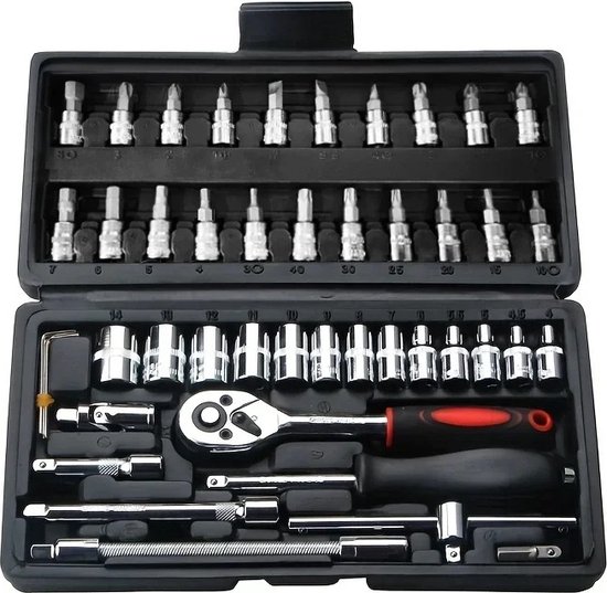 gereedschapskoffer - 46-delige Autoreparatietoolset - ratel ...