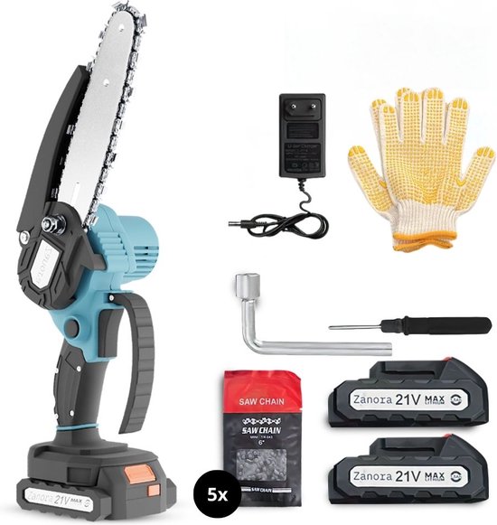 Zanora® Mini Kettingzaag 21V Inclusief 2 Led-Accu's - 15 cm Bladbreedte ...