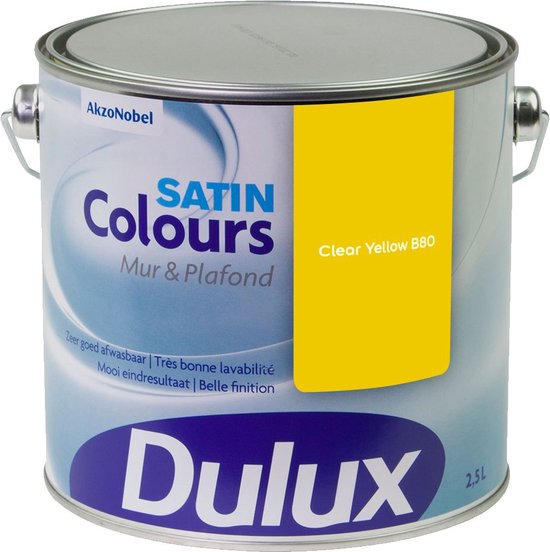 Dulux Colours Mur & Plafond Satin Mix - Clear Yellow B80 - 2,5 L | bol