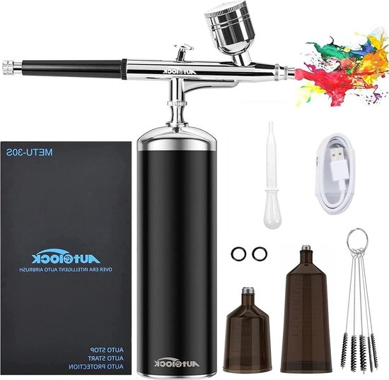 30 psi Airbrush spuitpistool set met draagbare compressor - Voor make ...