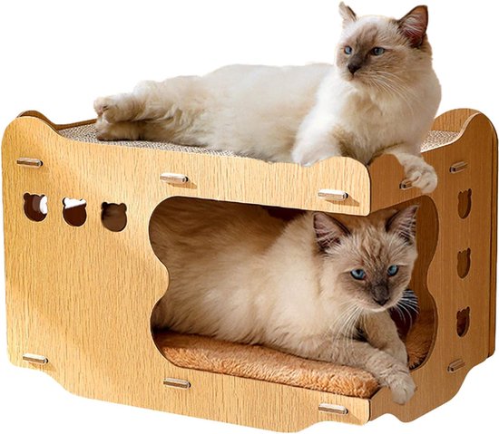 Kattenhuis binnen draagbaar met kussen - Houten Cat House voor Binnen ...