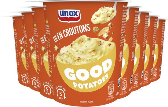 Unox Good Potatoes - Ui en Croutons - 8 x 48 g - Voordeelverpakking | bol