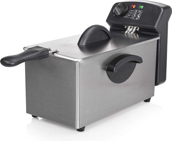 MKSS® Frituurpan - Friteuse - Frietpan - 3 Liter - Zilver met Zwart | bol