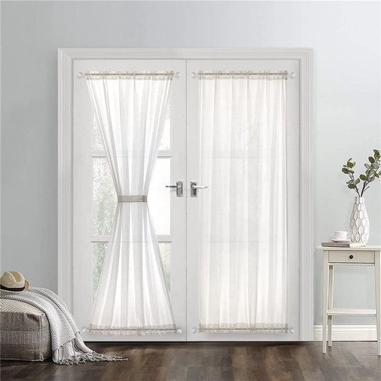Vitrage linnenlook gordijn vitrage lang modern effen bistrogordijn semi ...