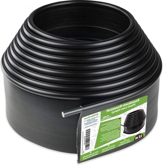 Kunststof Gazonrand Flexibel 12 m Zwart UV Vorstbestendig - Makkelijk ...