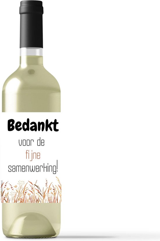 Wijnetiket Bedankt Voor De Fijne Samenwerking | Flesetiket | Zakelijk ...