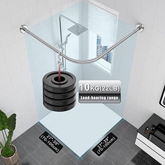 Verstelbare L-vormige Douchegordijnstang met Accessoires | bol