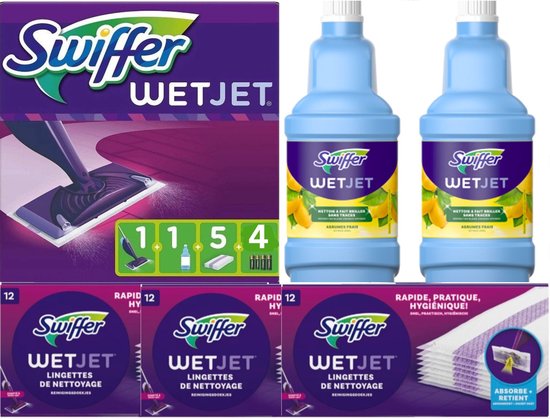 SwifferWetJet Start Dweilpakket met 4 batterijen + 41 doekjes + 2 flessen Citrus Fris... | bol