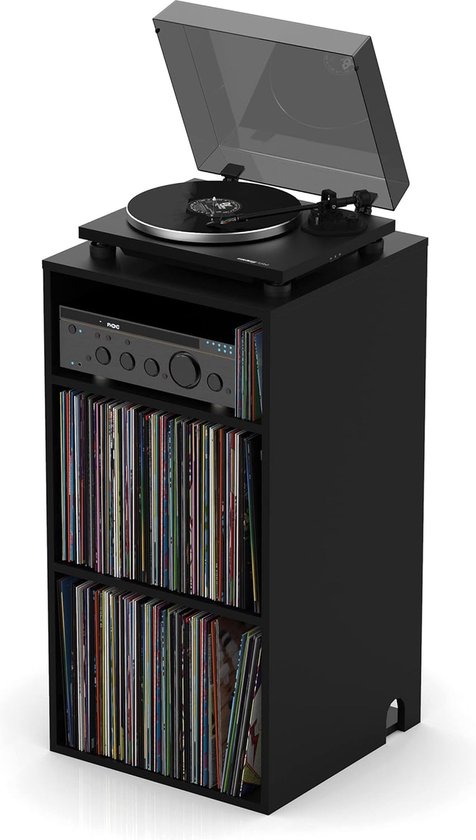 Platenspeler Meubel - Modulair Mix Rack Zwart - Twee grote 12 ...