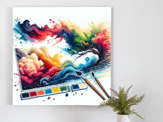Pixel art aquarel schilderij | Aquarelmeester: een kleurrijk spel van ...