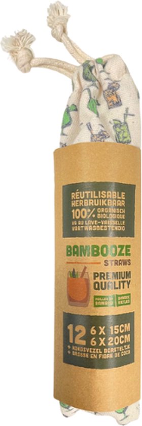 Bambooze - Herbruikbare rietjes - 12 stuks (6x15cm, 6x22cm) | bol