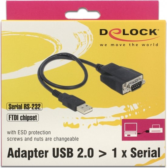 USB-A (m) naar 9-pins SUB-D met schroeven/moeren (m) seriële RS232 ...