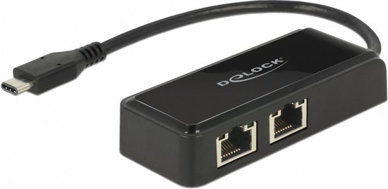 DeLOCK 63927 tussenstuk voor kabels USB 3.1 Gen 1 Type-C 2x RJ-45 Zwart ...