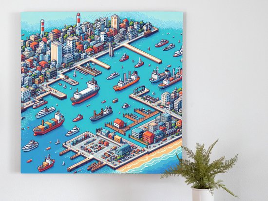 Pixel art haven schilderij | Haven Harbour: Een Betoverende Wereld ...