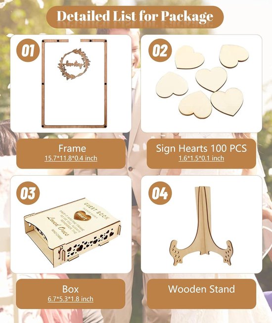 Houten hart gastenboek - alternatief voor bruiloft met 100 harten ...